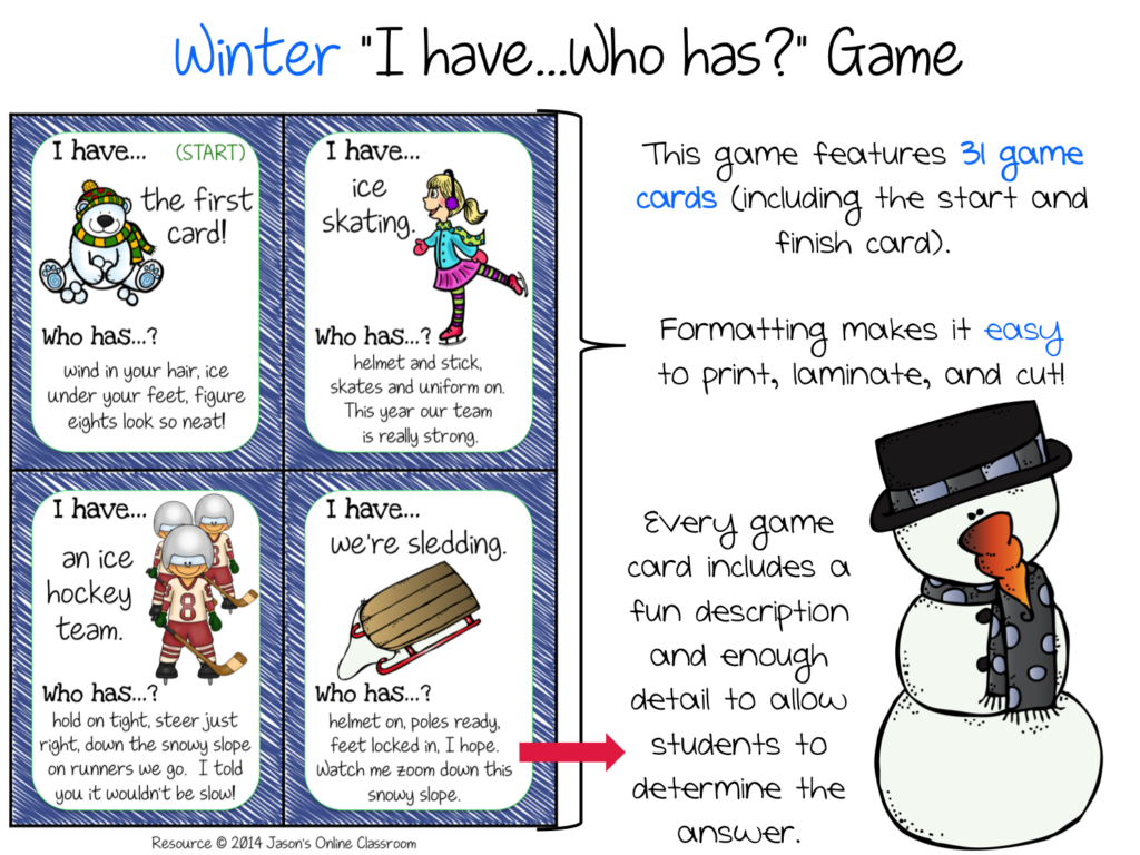Winter I Have Who Has Game | Made By Teachers