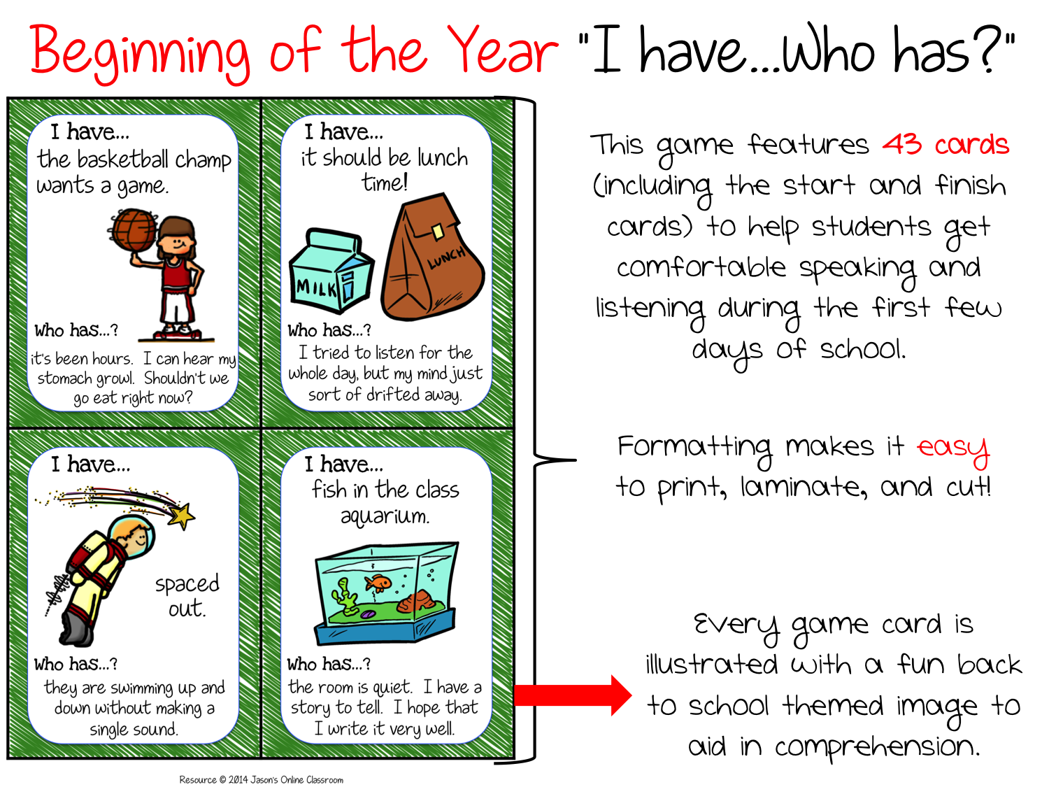 Back to School I Have Who Has Game | Made By Teachers