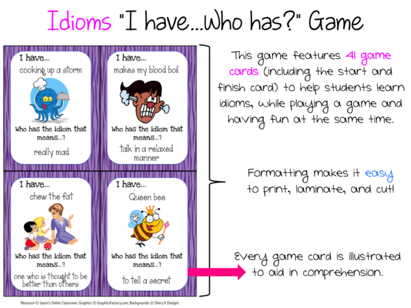 Idioms I Have Who Has Game - Made By Teachers