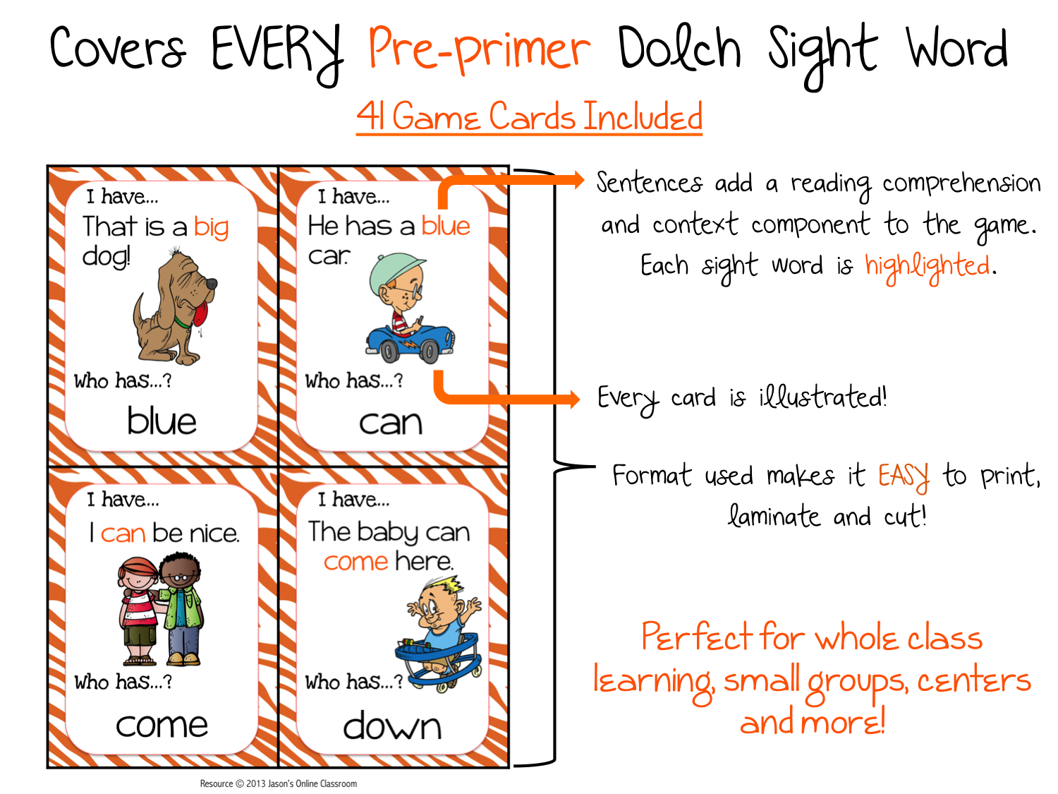 Pre-Primer Sight Words in Context I Have Who Has Game | Made By Teachers