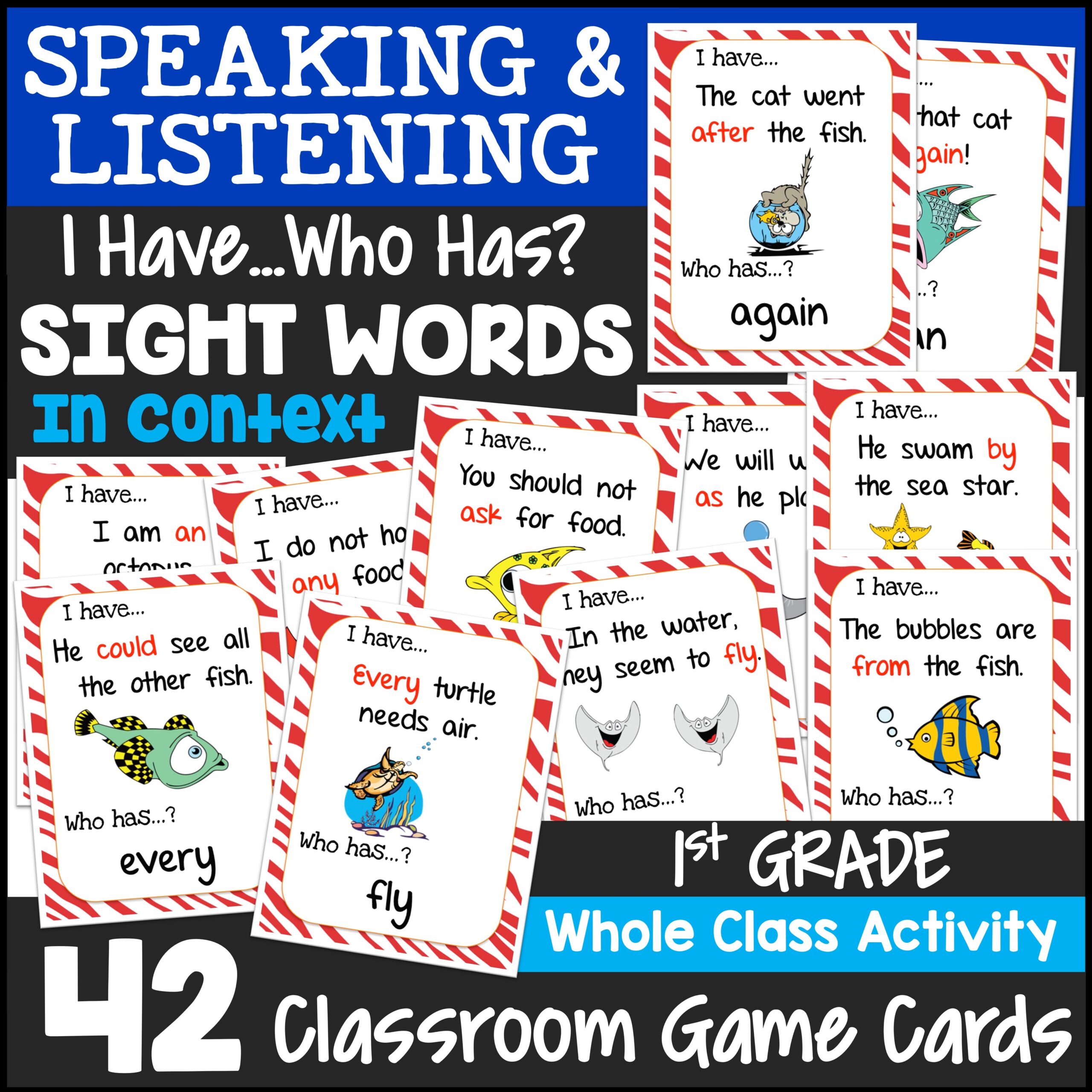 1st Grade Sight Words in Context I Have Who Has Game | Made By Teachers