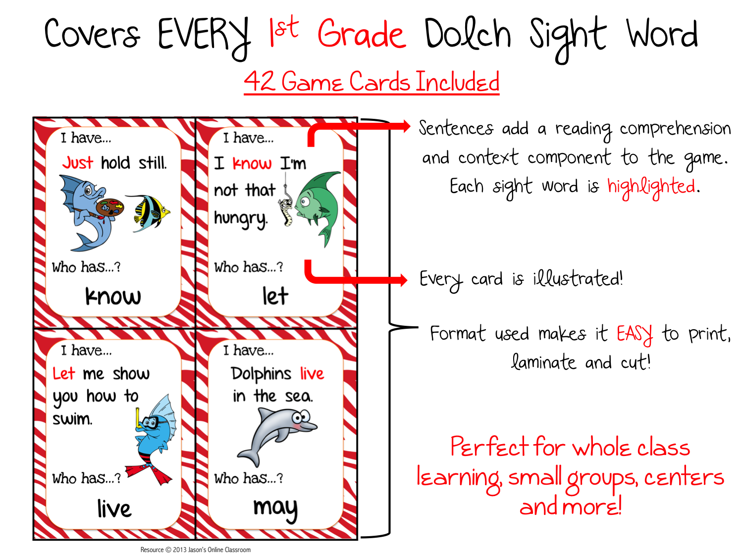 1st Grade Sight Words in Context I Have Who Has Game | Made By Teachers