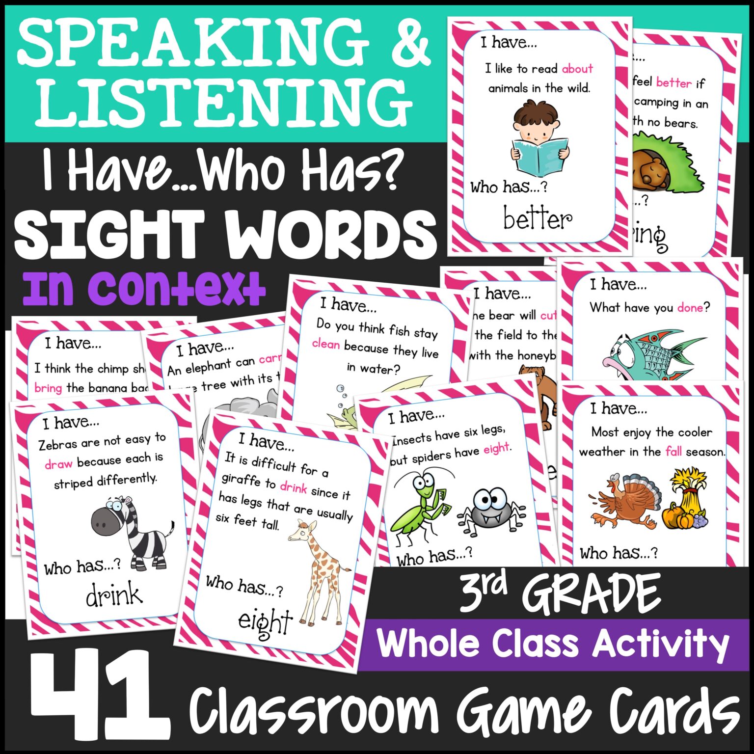 3rd Grade Sight Words in Context I Have Who Has Game - Made By Teachers