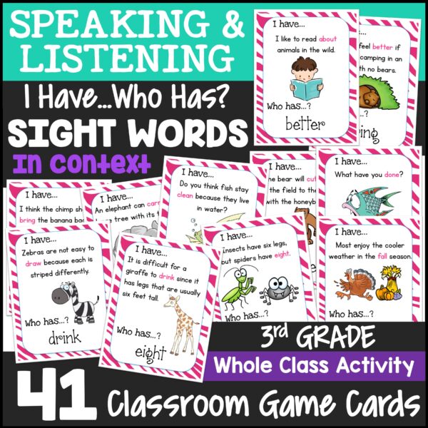 3rd Grade Sight Words in Context I Have Who Has Game - Made By Teachers