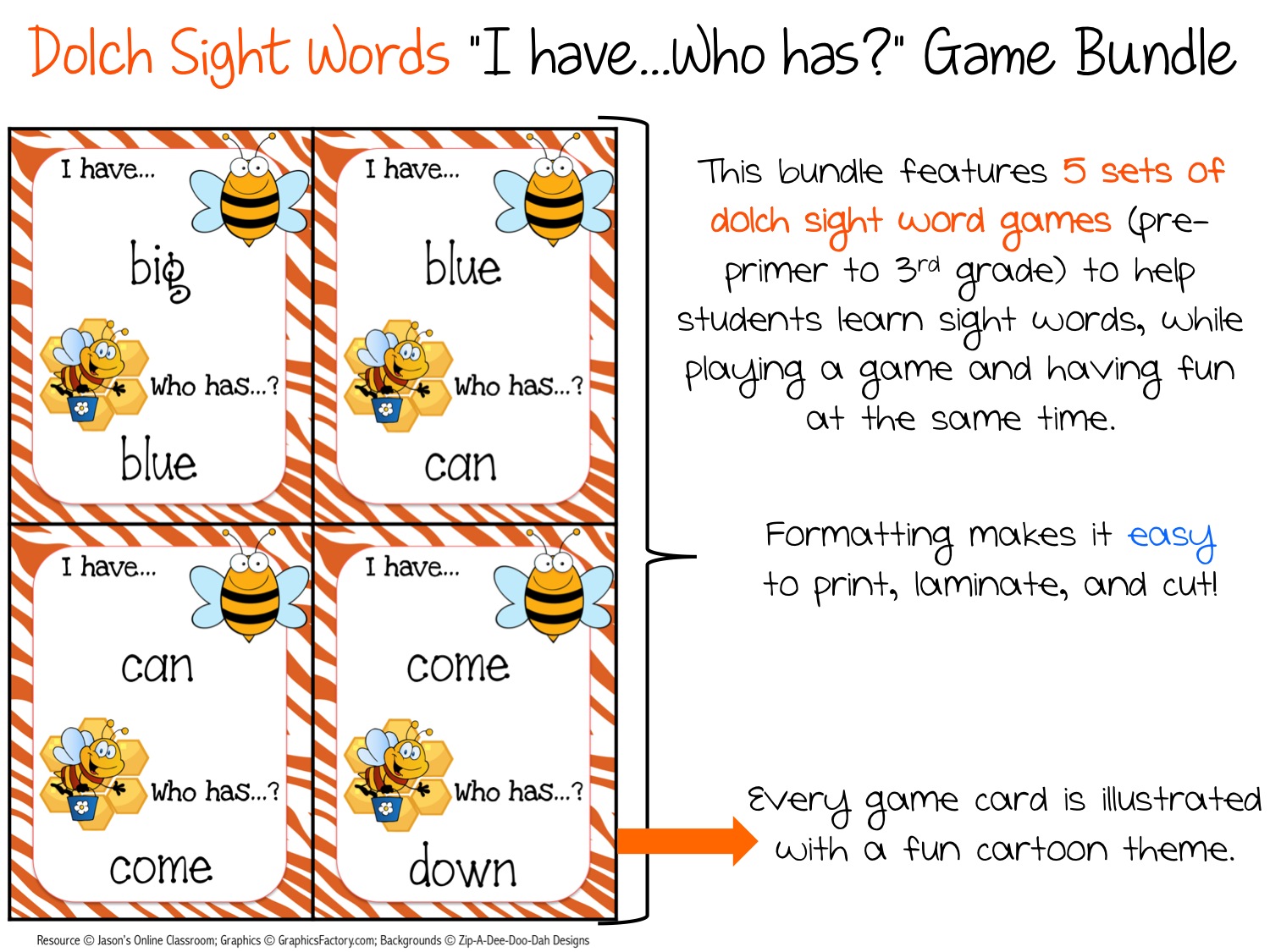 Sight Words I Have Who Has Game (Pre-Primer to 3rd) | Made By Teachers