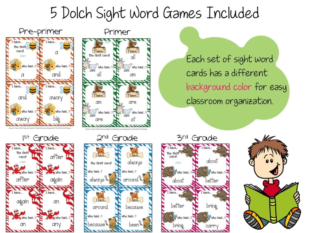 Sight Words I Have Who Has Game (Pre-Primer to 3rd) | Made By Teachers