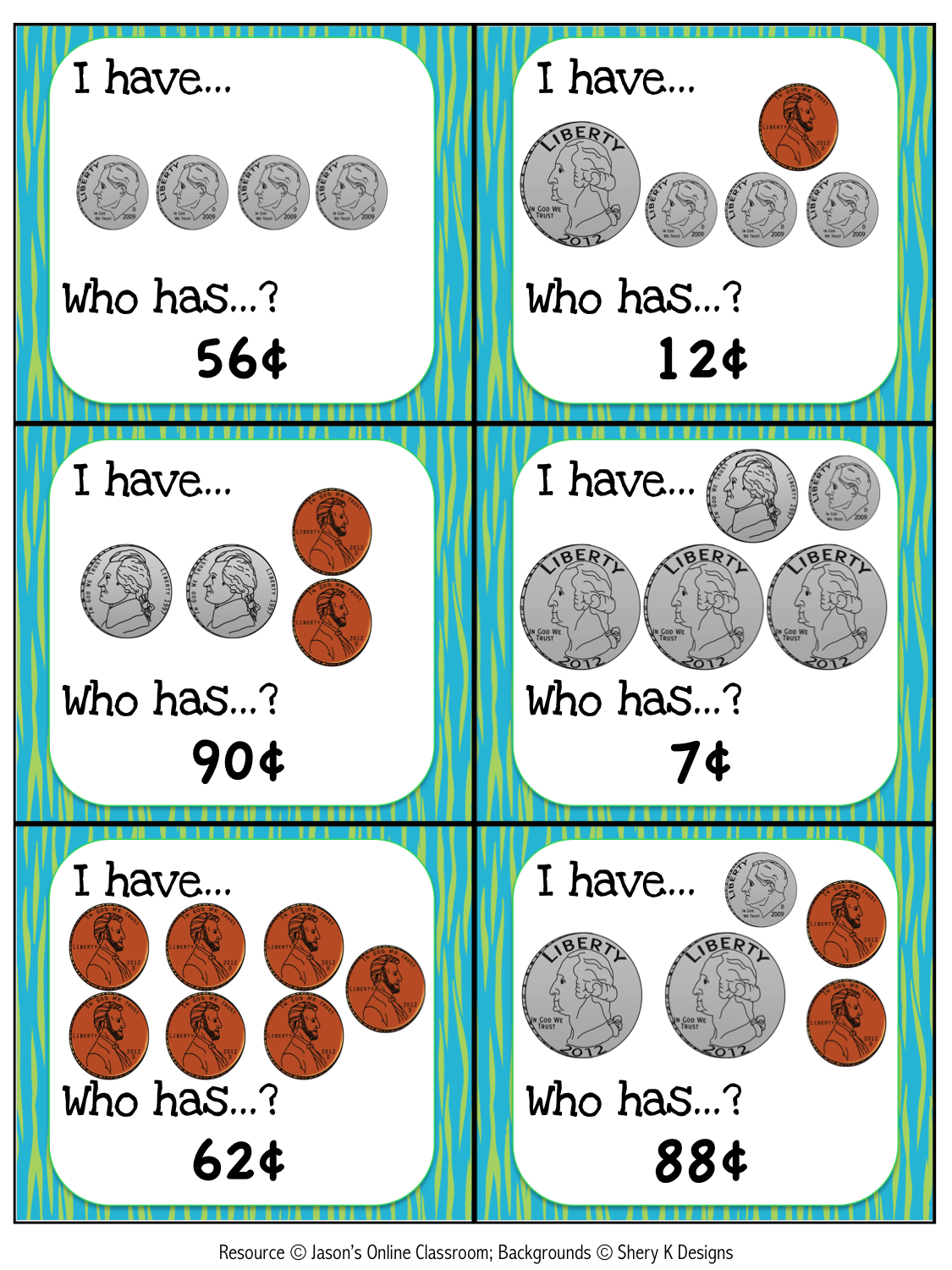 Money I Have Who Has Game (Counting Coins) | Made By Teachers