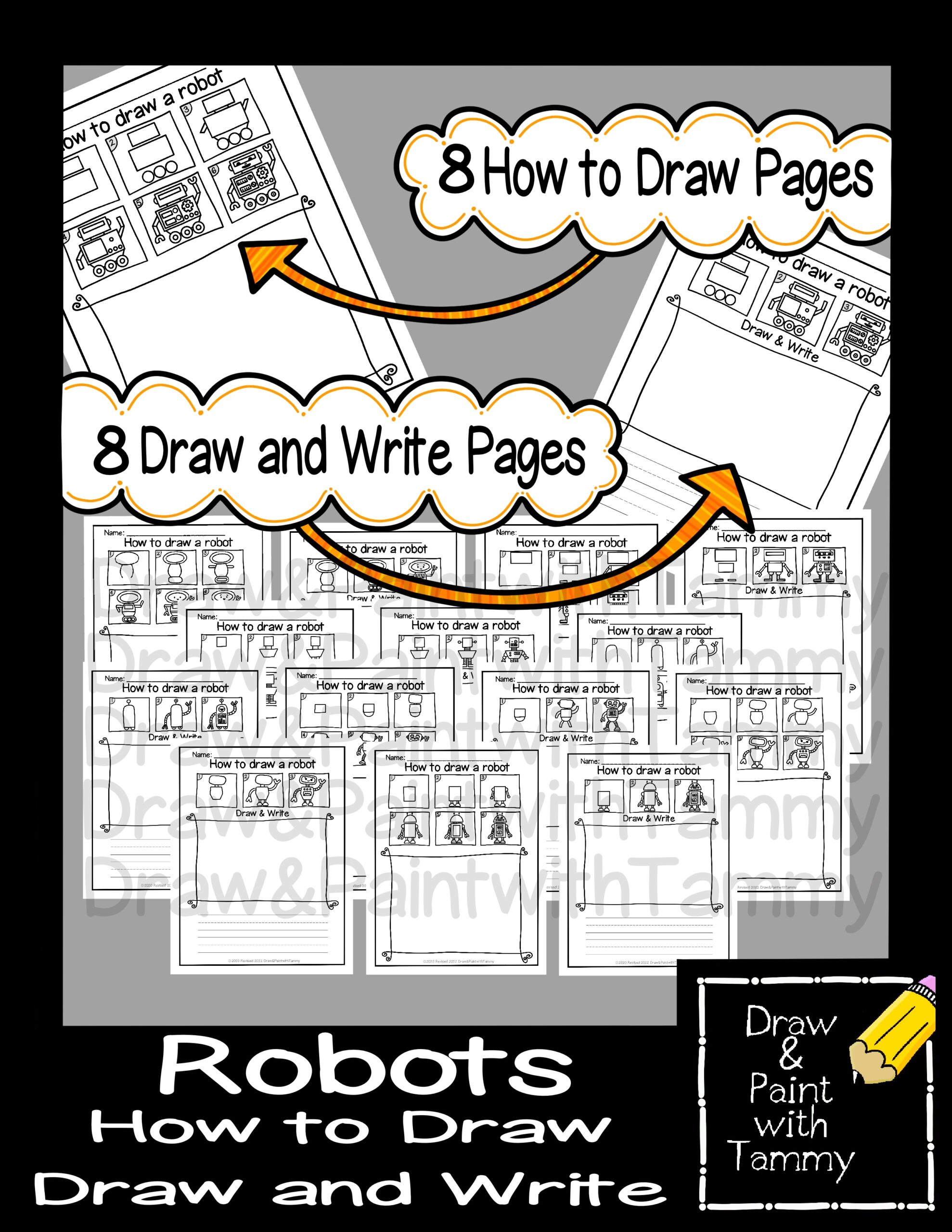 Directed Drawings With How to Draw and Write Pages Robots Theme | Made ...