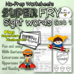 Pre-Kinder / Kinder FRY Sight Words No-Prep Worksheets and Flashcards ...