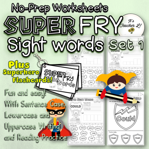 Pre-Kinder / Kinder FRY Sight Words No-Prep Worksheets and Flashcards ...