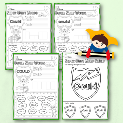 Pre-Kinder / Kinder FRY Sight Words No-Prep Worksheets and Flashcards ...