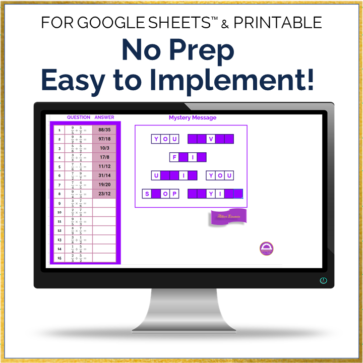 Operations with Fractions Activity | Add Subtract Multiply Divide Code ...
