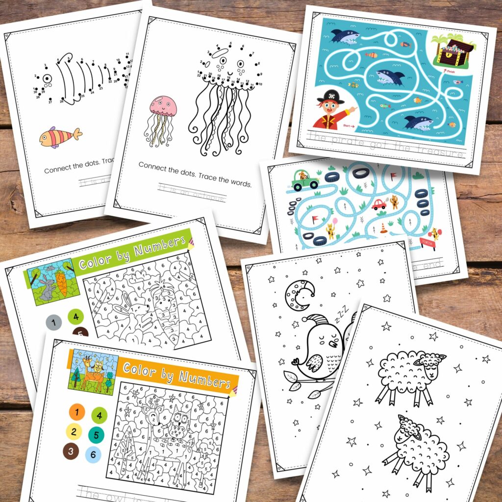 Preschool Activity Sheets - Mazes, Dot-to-Dot, Color By Number ...