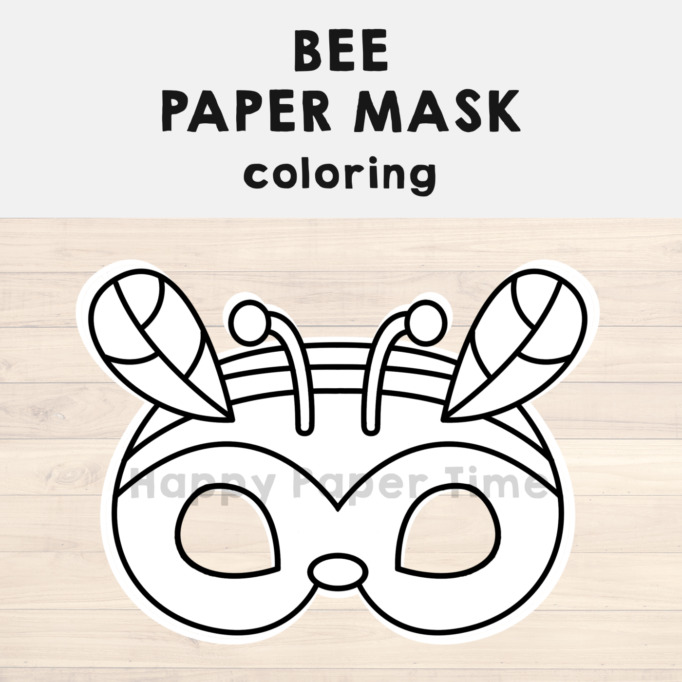 Bee Paper Mask Printable Insect Coloring Craft Activity Template Made 