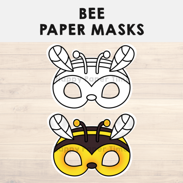Bee Paper Masks Printable Insect Coloring Craft Activity Template ...