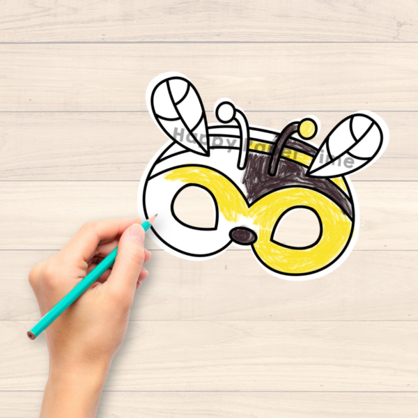 Bee Paper Masks Printable Insect Coloring Craft Activity Template ...