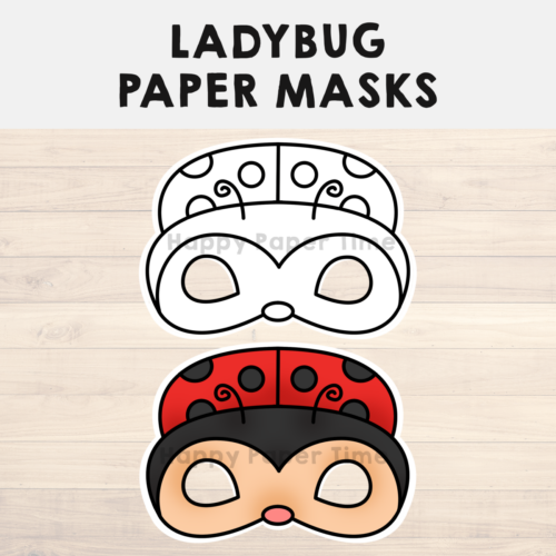 Ladybug Paper Masks Printable Insect Coloring Craft Activity Template ...