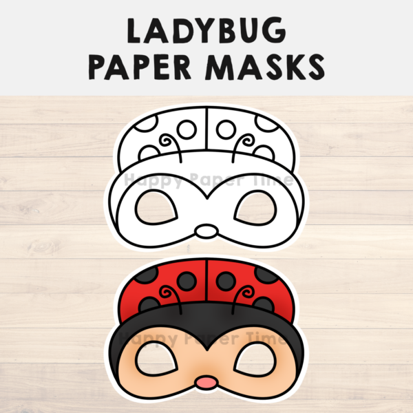 Ladybug Paper Masks Printable Insect Coloring Craft Activity Template ...