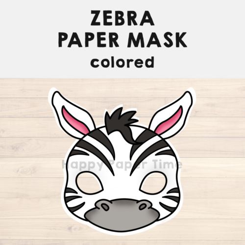 Zebra Paper Masks Printable African Animal Coloring Craft Activity ...