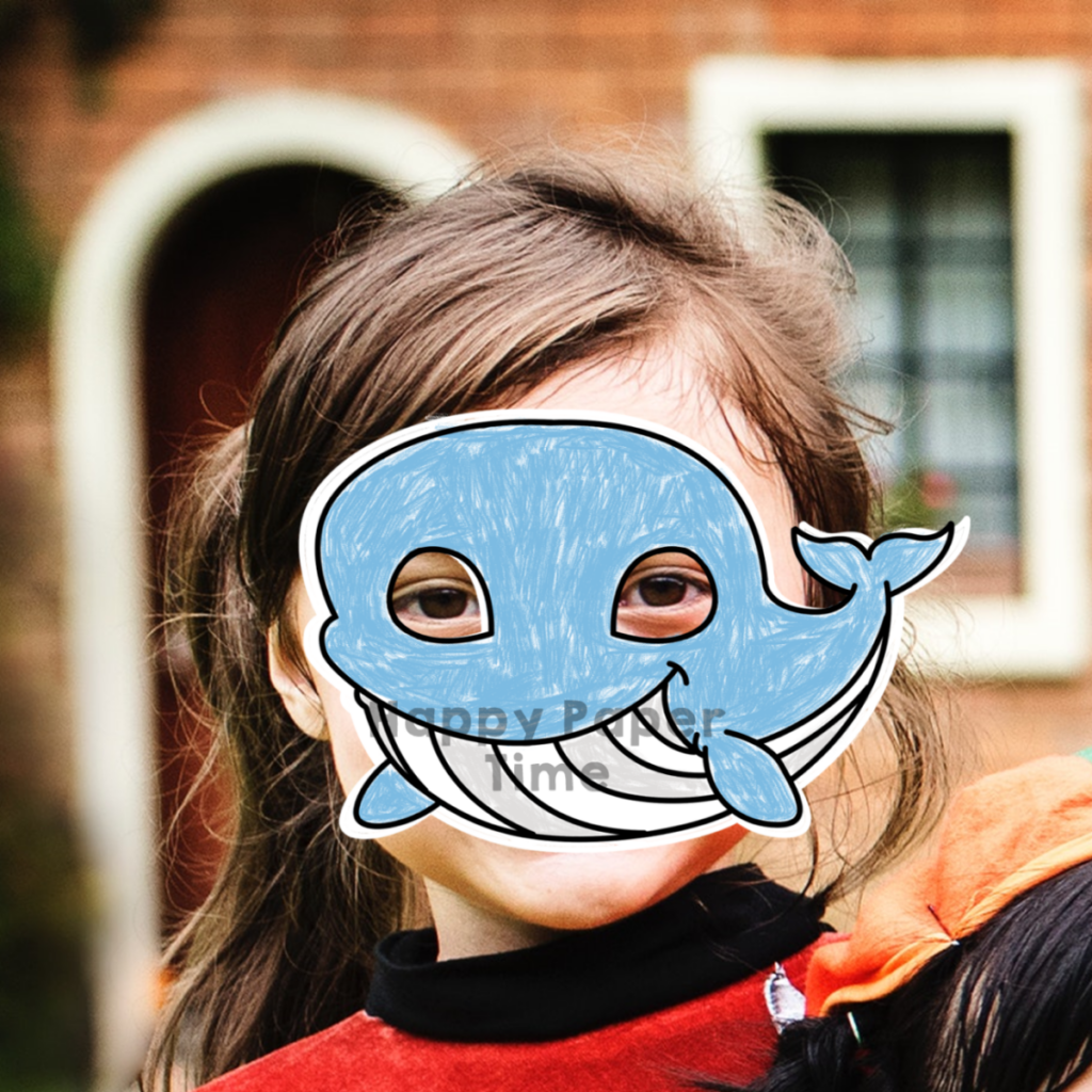 Whale Paper Mask Printable Ocean Animal Coloring Craft Activity ...