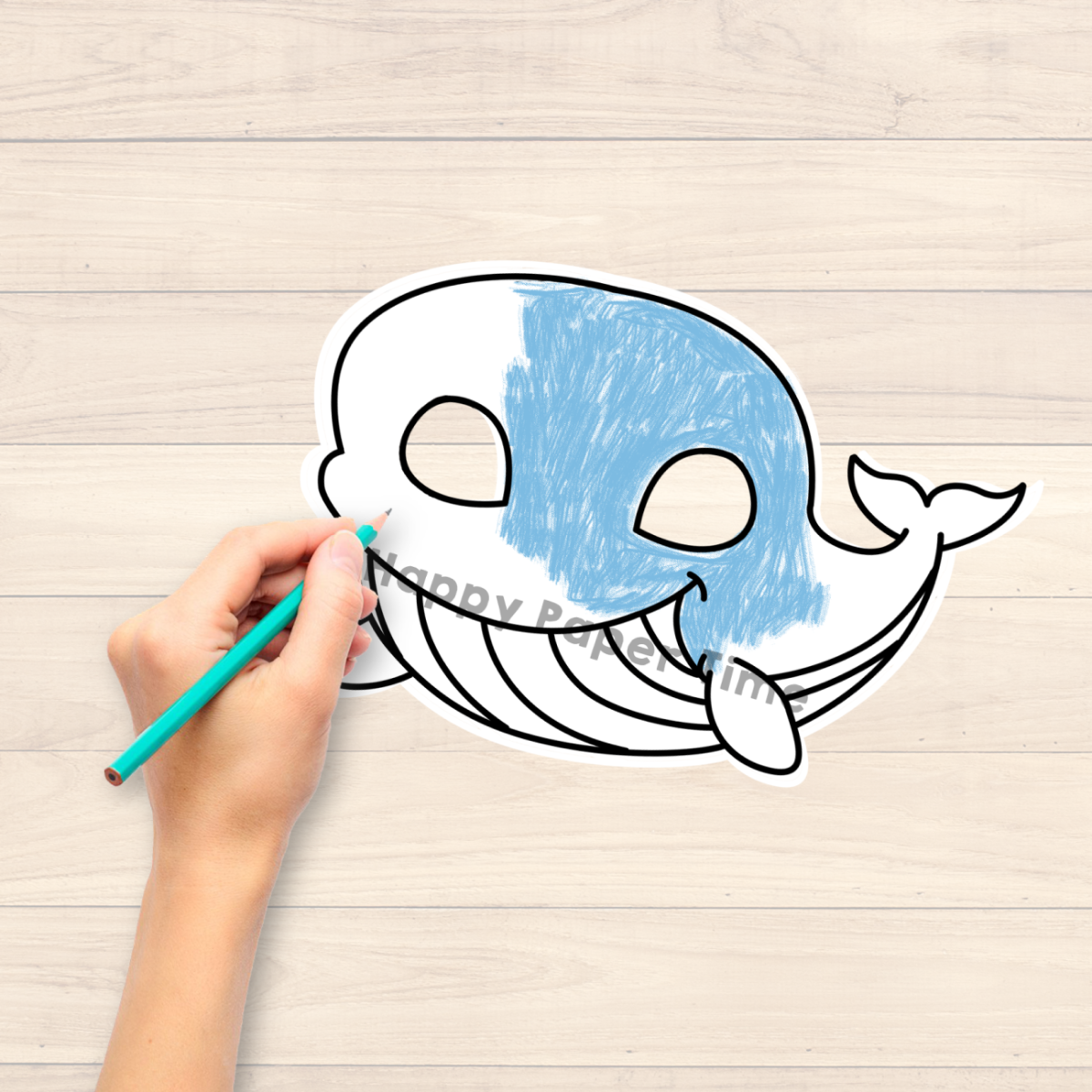 Whale Paper Masks Printable Ocean Animal Coloring Craft Activity ...