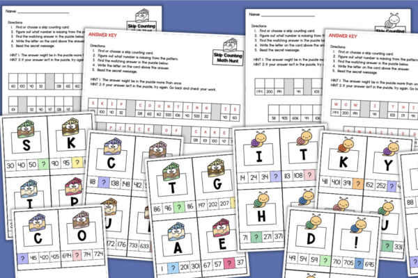 Skip Counting by 5s 10s 100s Math Scavenger Hunt Secret Message ...