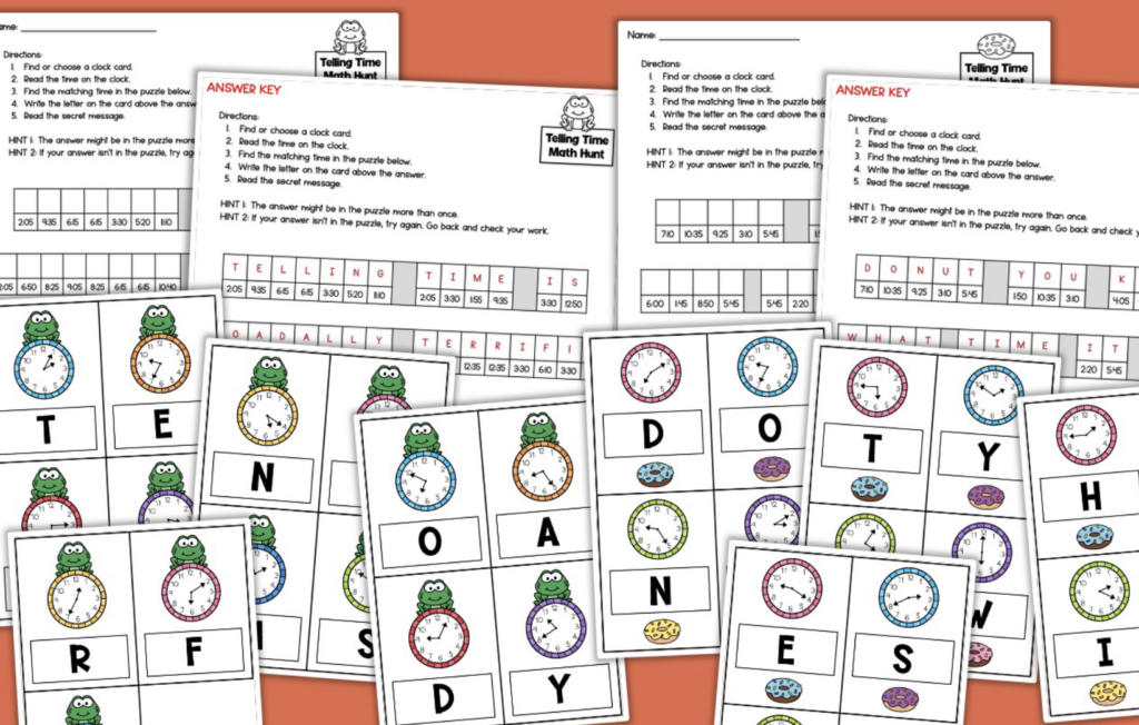 2nd Grade Math Scavenger Hunt BUNDLE Addition Subtraction Time Money ...