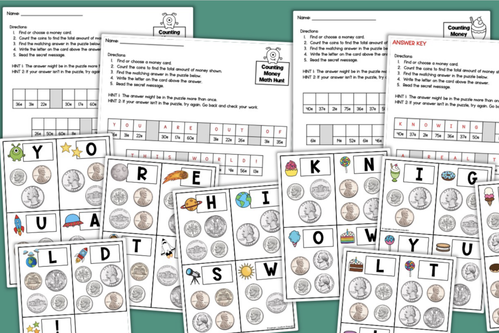 2nd Grade Math Scavenger Hunt BUNDLE Addition Subtraction Time Money ...