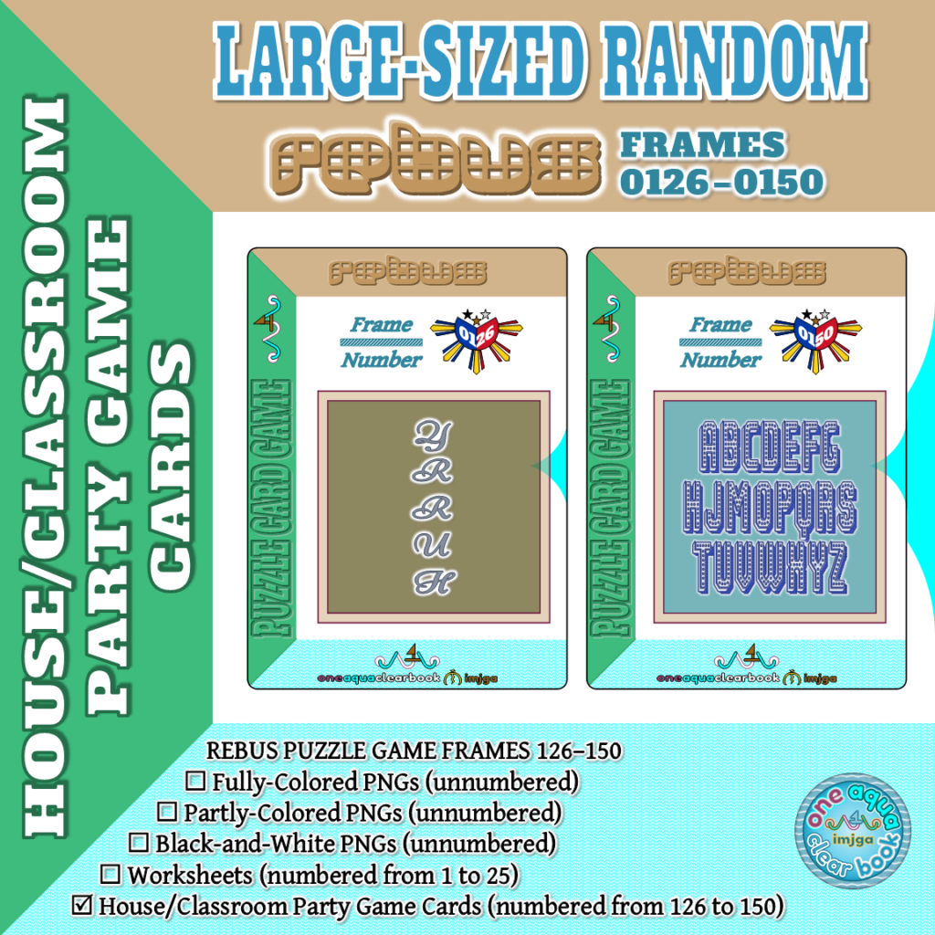 Black-and-White Rebus Puzzle Game Frames 101–125 PNGs | Made By Teachers