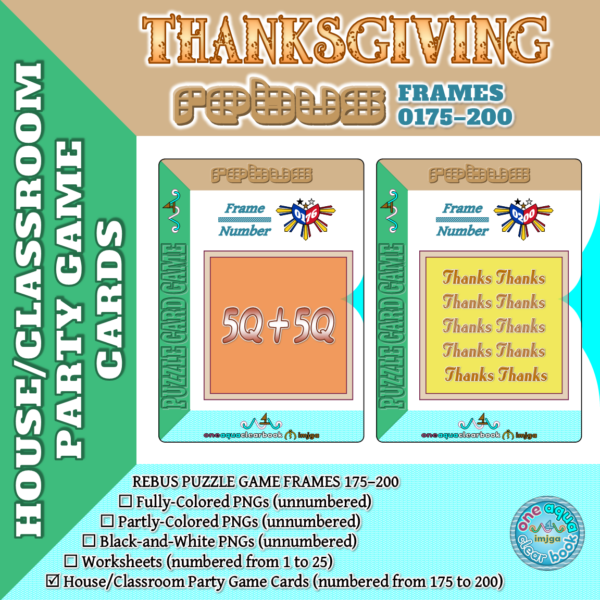 THANKSGIVING Rebus Puzzle Party Game Cards 176–200 - Made By Teachers