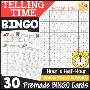 Telling Time Bingo Game (Hour & Half Hour) - Made By Teachers