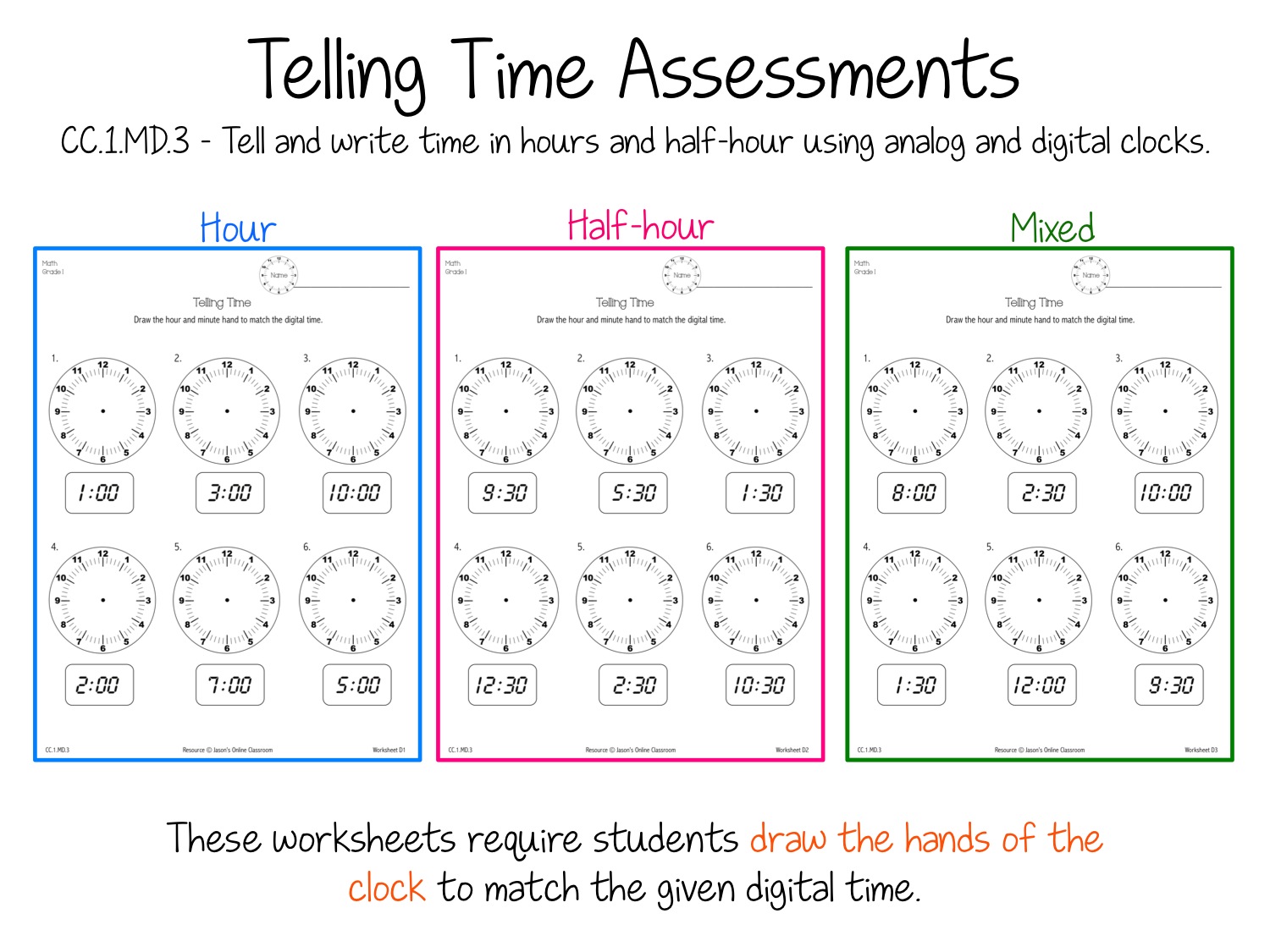 Telling Time Tests Assessments Made By Teachers Telling Time Tests Assessments Made By Teachers