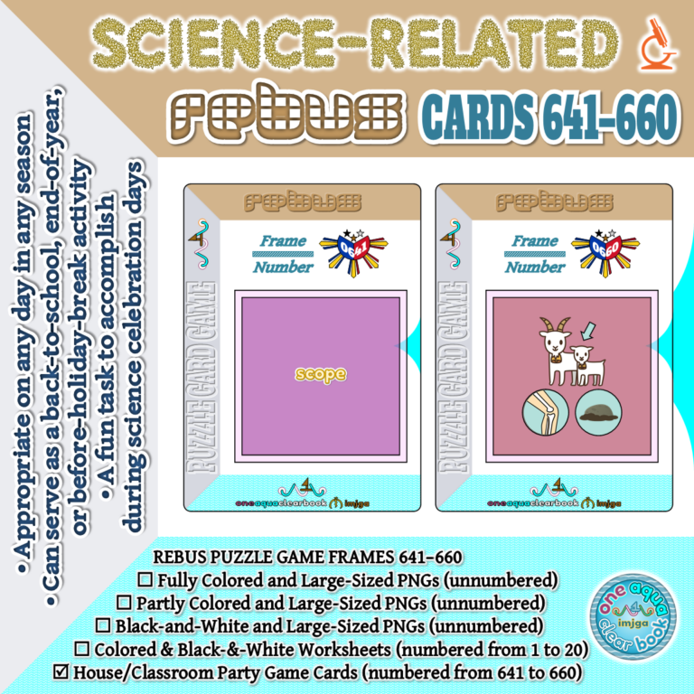 SCIENCE-RELATED Rebus Puzzle Party Game Cards 641–660 - Made By Teachers