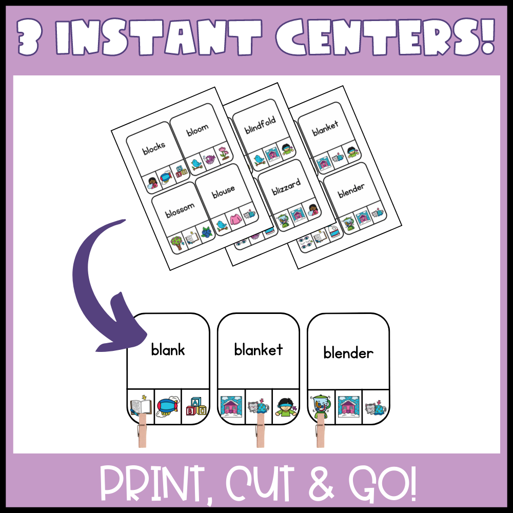 BL Blend Clip Cards, Spelling Activity with Fine Motor Skills | Made By ...
