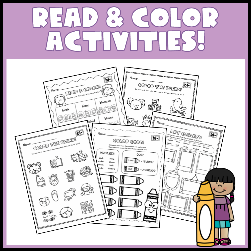 BL Consonant Blend Worksheets - First Grade Word Work Activities | Made ...