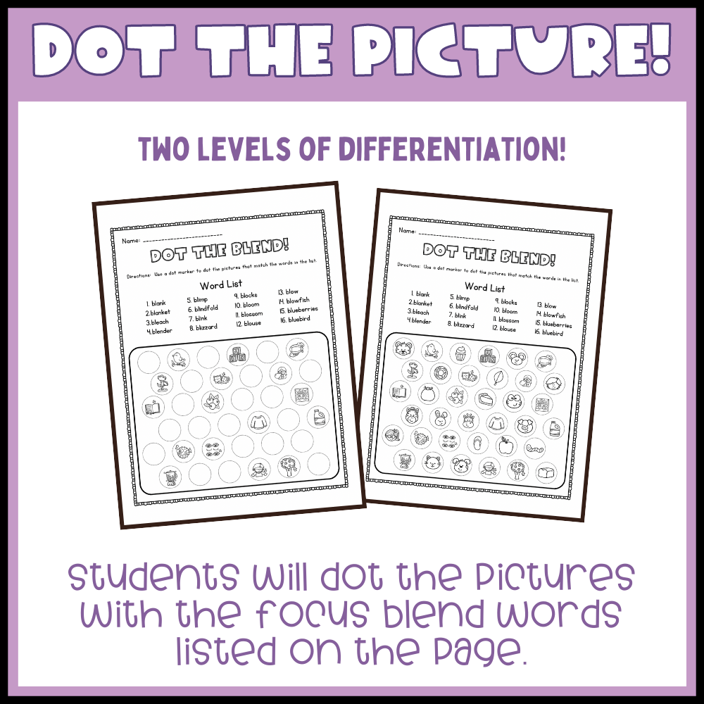 BL Blend Dot Painting Spelling Activities, Dot Marker Activities, Do a ...
