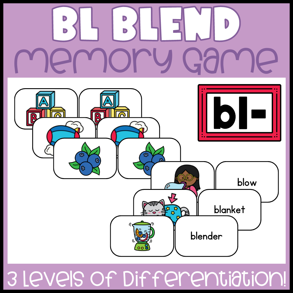 BL Consonant Blend Memory Game, Print and Go Spelling Activity | Made ...