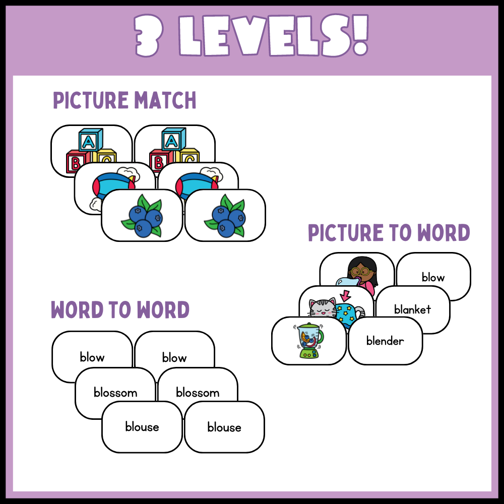 BL Consonant Blend Memory Game, Print and Go Spelling Activity | Made ...