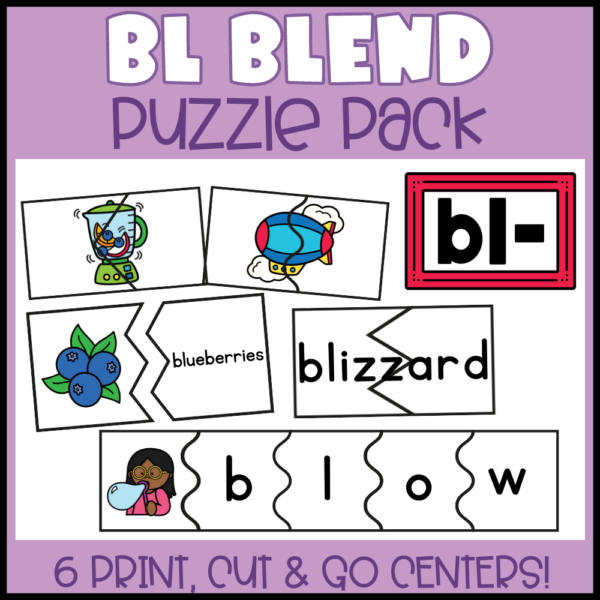BL Consonant Blend Puzzles - Word Work Activities for First Grade ...