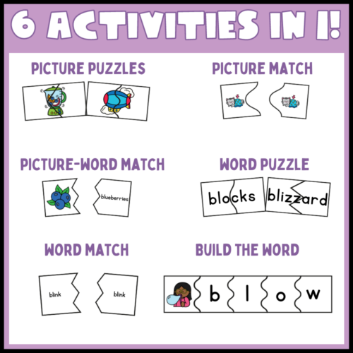 BL Consonant Blend Puzzles - Word Work Activities for First Grade ...