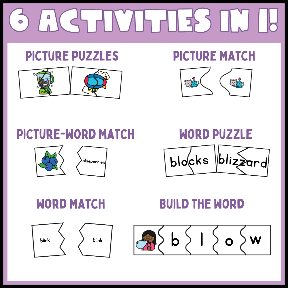 BL Consonant Blend Puzzles - Word Work Activities for First Grade ...