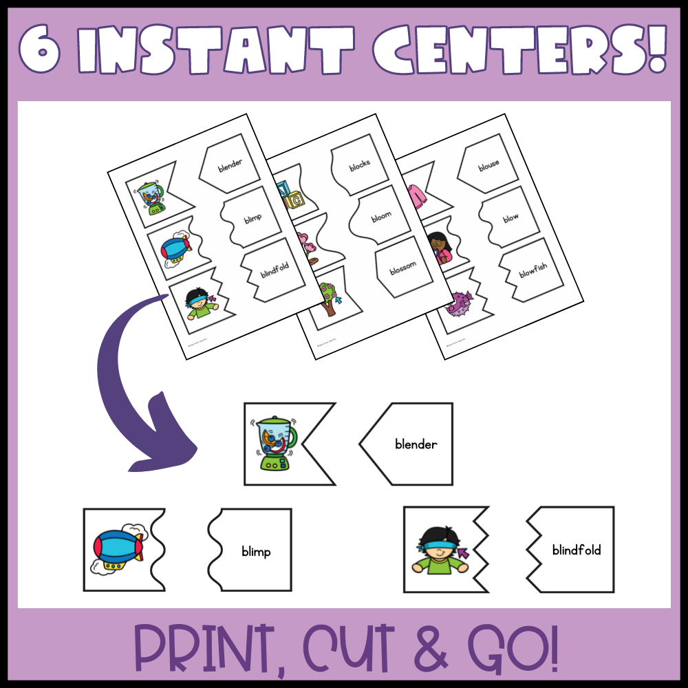 BL Consonant Blend Puzzles - Word Work Activities for First Grade ...