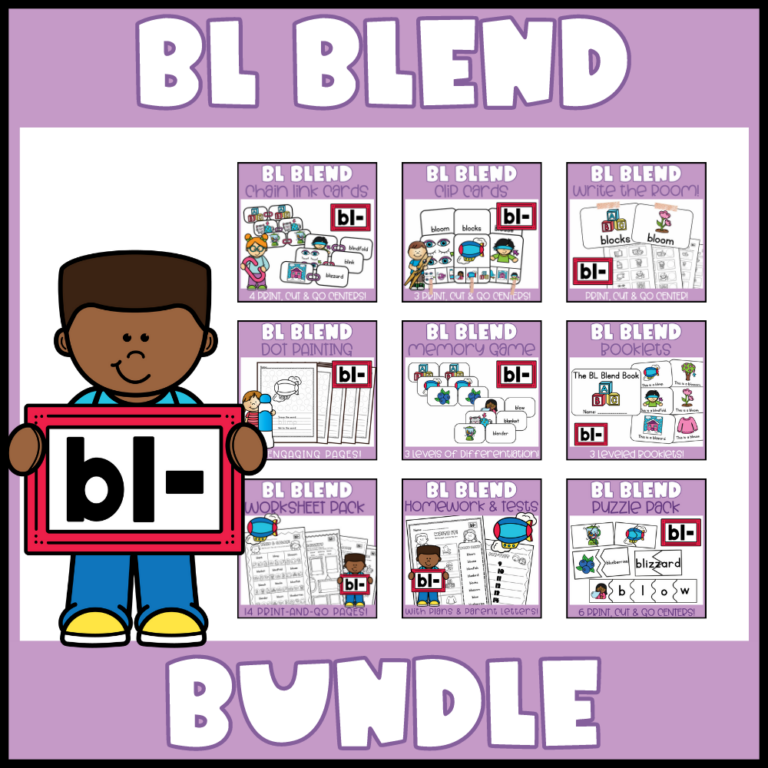 BL Consonant Blends Games, Worksheets, Centers & Homework - Word Work ...