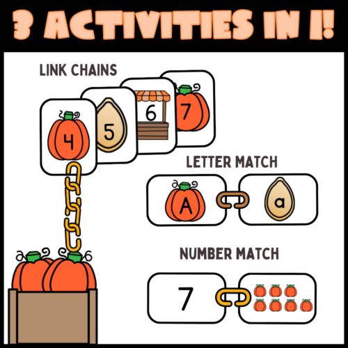 Fall Fine Motor Chain Links Cards with Pumpkin Theme | Made By Teachers