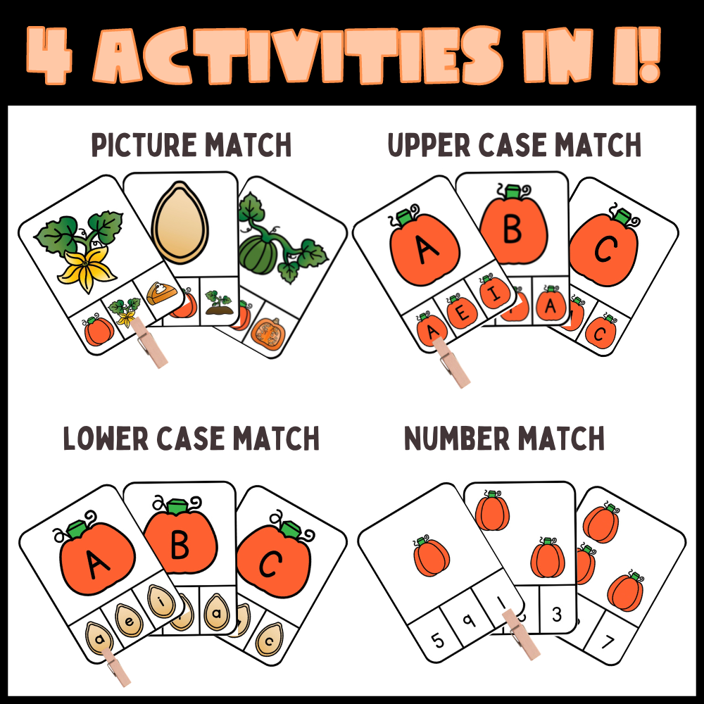 Pumpkin Clip Cards - Fall Fine Motor Skills Using Clothespins | Made By ...