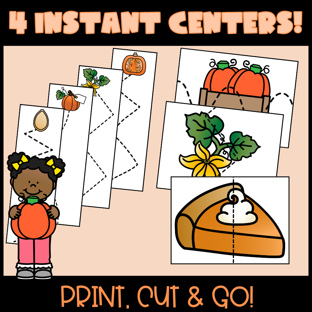 Pumpkin Cutting Practice with Scissors: A Fall Fine Motor Skills Center ...