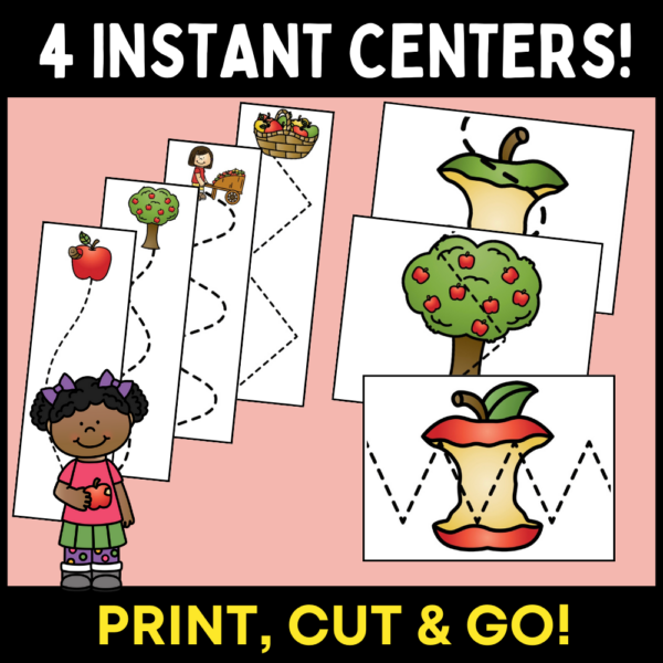 Cutting Practice Cards for Fine Motor Skills with Apple Theme | Made By ...