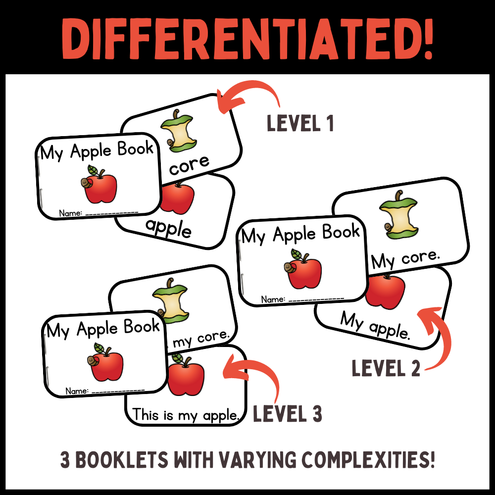 Differentiated Set of Apple Booklets with Sight Word "My" | Made By ...
