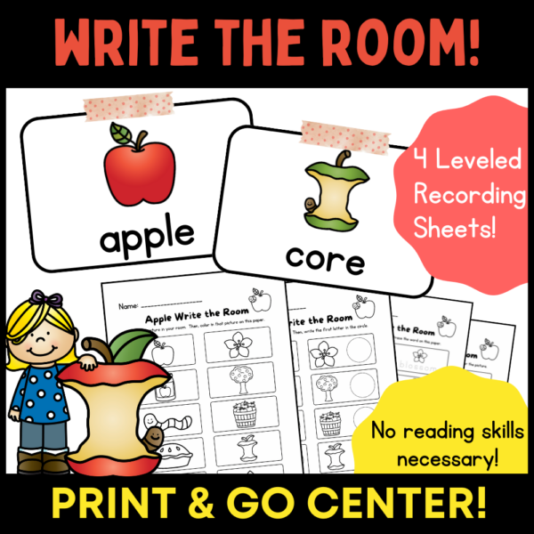 Apple Write the Room Activity for First Grade with Differentiation ...