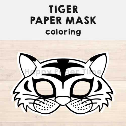 Wild Cat Paper Mask Printable Animal Coloring Craft Activity Costume ...